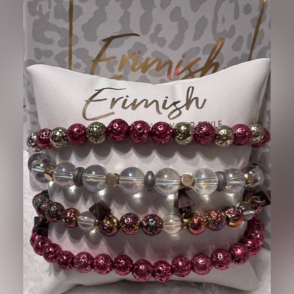 Erimish | Jewelry | Brand New Erimish Bracelets 4 Pc Stack Red Gold ...